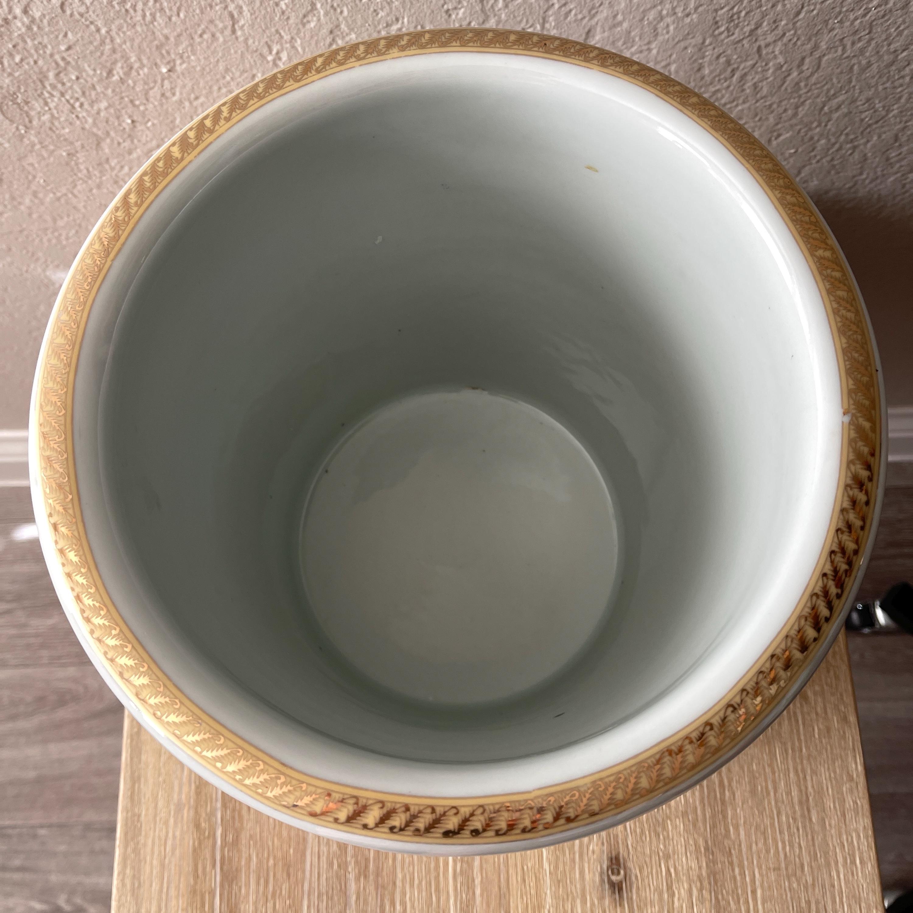 Antique Amita Set 2 Gold Chinese Porcelain Hand Painted Planter Tissue ...