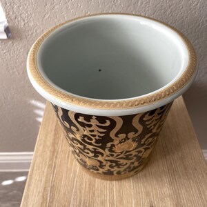 Antique Amita Set 2 Gold Chinese Porcelain Hand Painted Planter Tissue ...