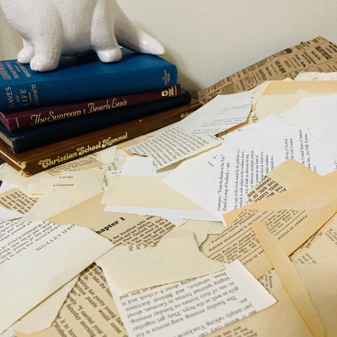 100+ Piece Pack of Torn Vintage Book Pages Paper Ephemera for ...