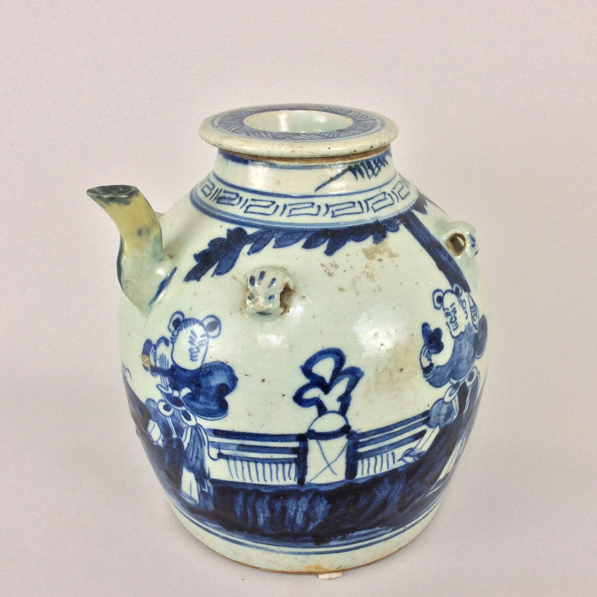 Antique 19th Chinese Blue White Jug Pitcher Water Wine China Pottery ...