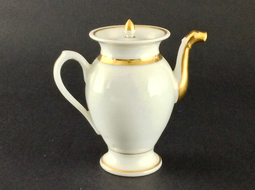 Antique French Empire Porcelain Coffee Hot Chocolate Pot Gilt ...