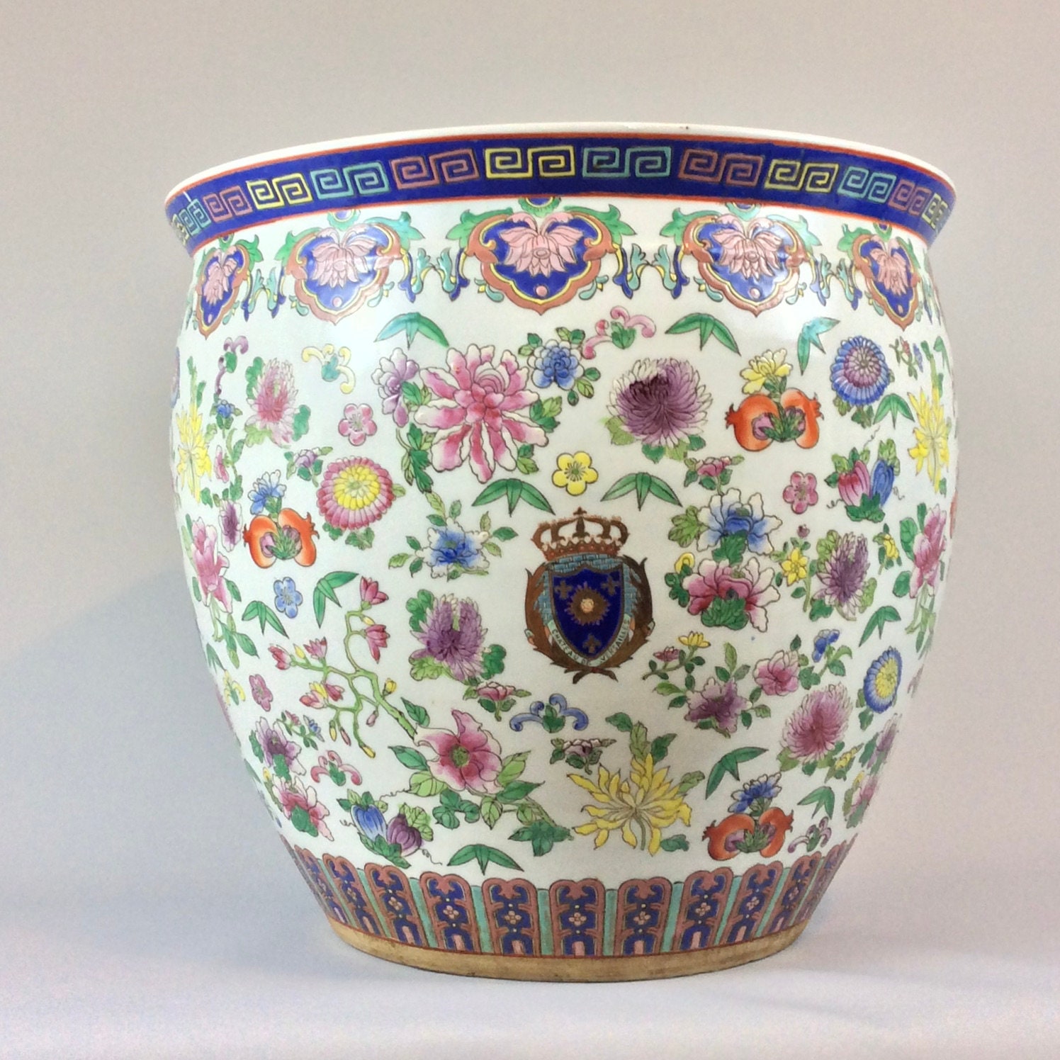 1/2antique Extra Large Chinese Jardiniere Porcelain Koi Fish Bowl ...