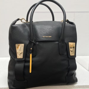 Preowned Black Leather Cromia Large Hand Shoulder Bag Weekend Travel ...