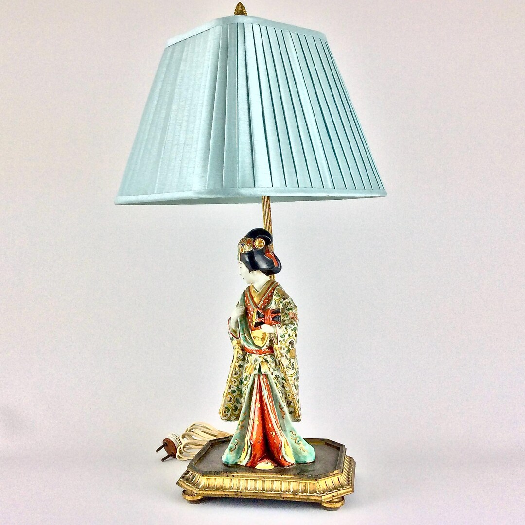 Vintage Japanese Geisha Girl Kutani Porcelain Table Lamp - Etsy