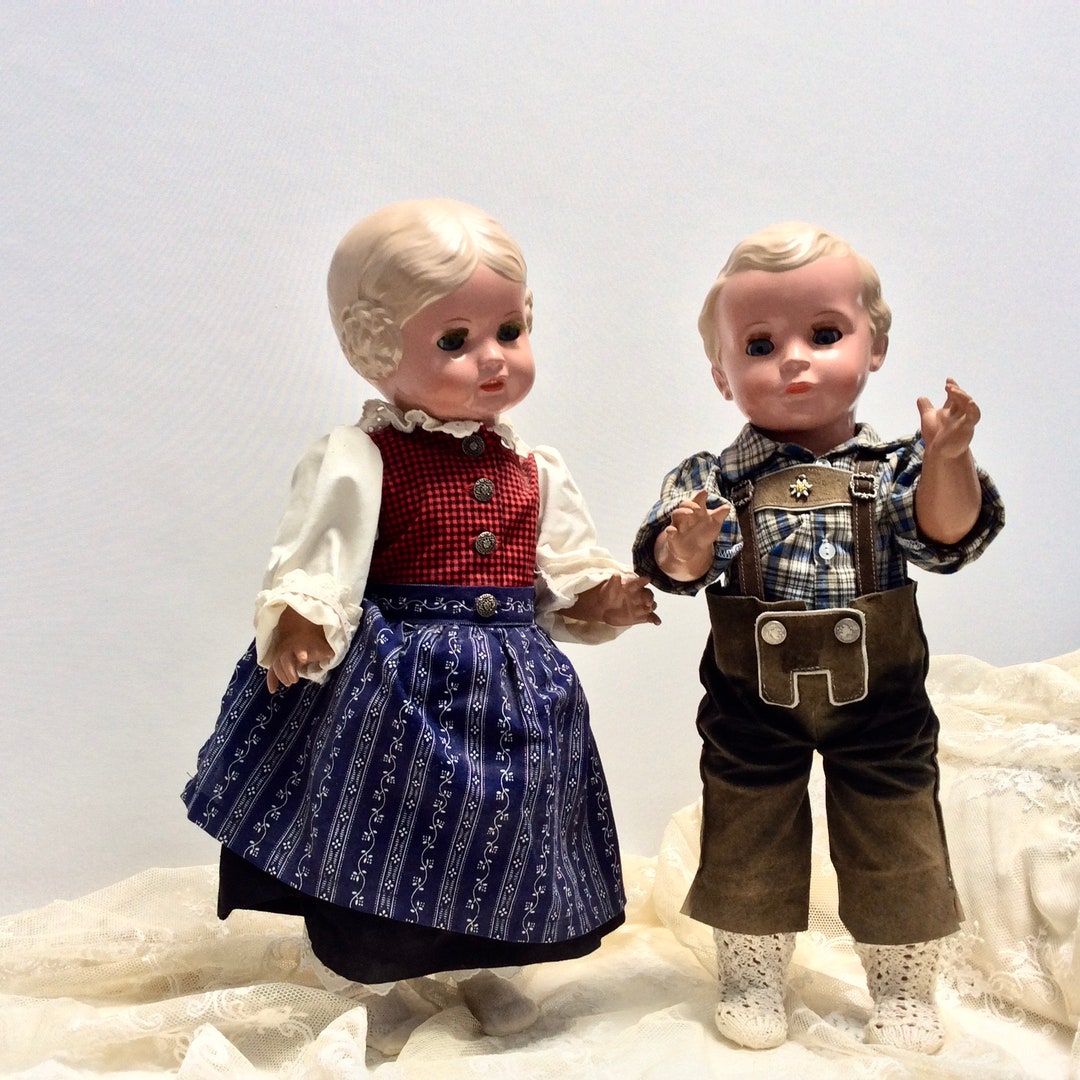 Pair of Vintage Celluloid Schildkrot Doll Dolls Turtle Mark Tortulon German Bavarian Girl and ...