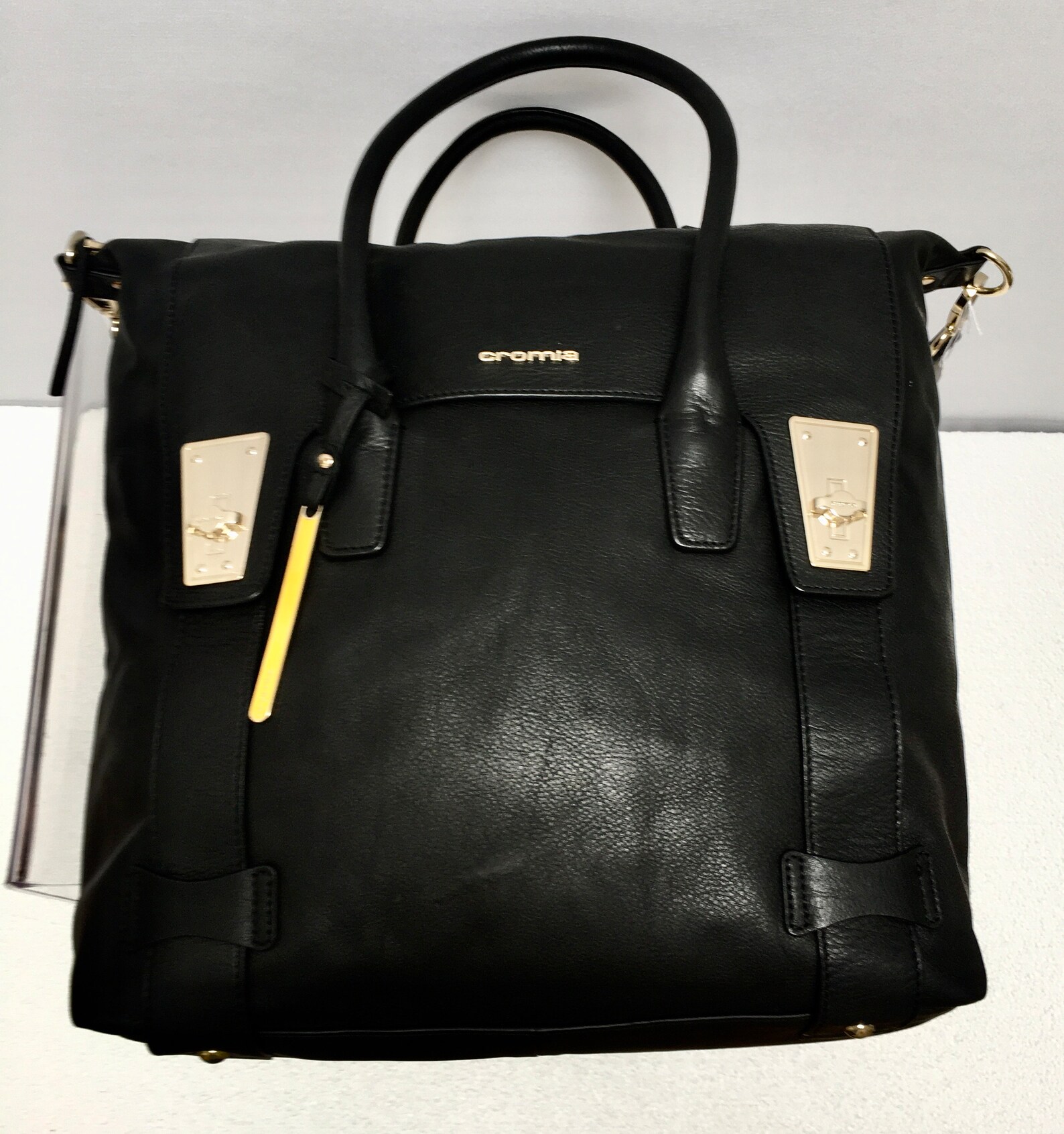 Preowned Black Leather Cromia Large Hand Shoulder Bag Weekend Travel ...