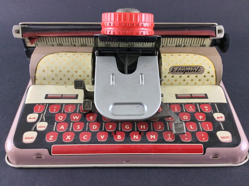 Vintage Typewriter Toy Mettoy Elegant 1960s Tinplate Junior Original UK ...