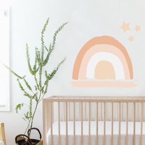 Large Pink Boho Rainbow Wall Decals - Hand Drawn Rainbow Wall Sticker ...