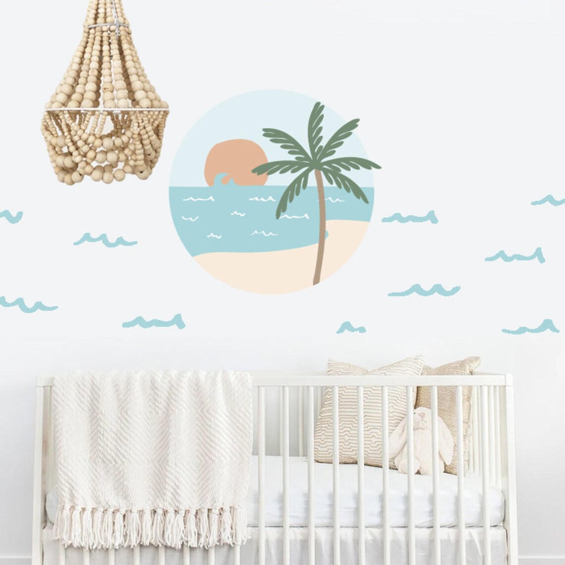 Beach Scene Wall Decal Beach Wall Decals Waves Wall Sticker - Etsy