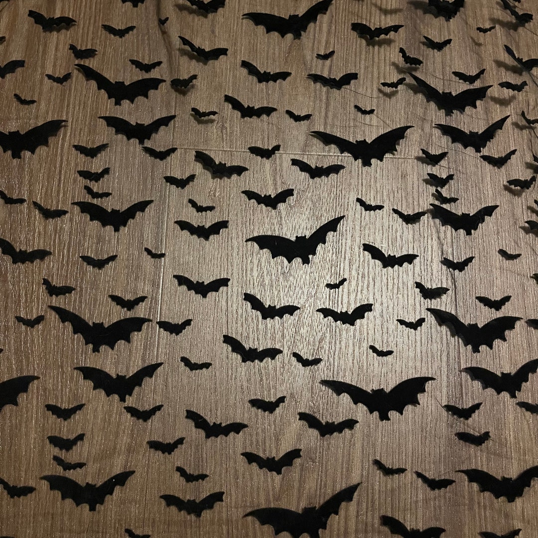 Black Bats Flocked Mesh 100% Polyester Gothic Costume by the Yard - Etsy