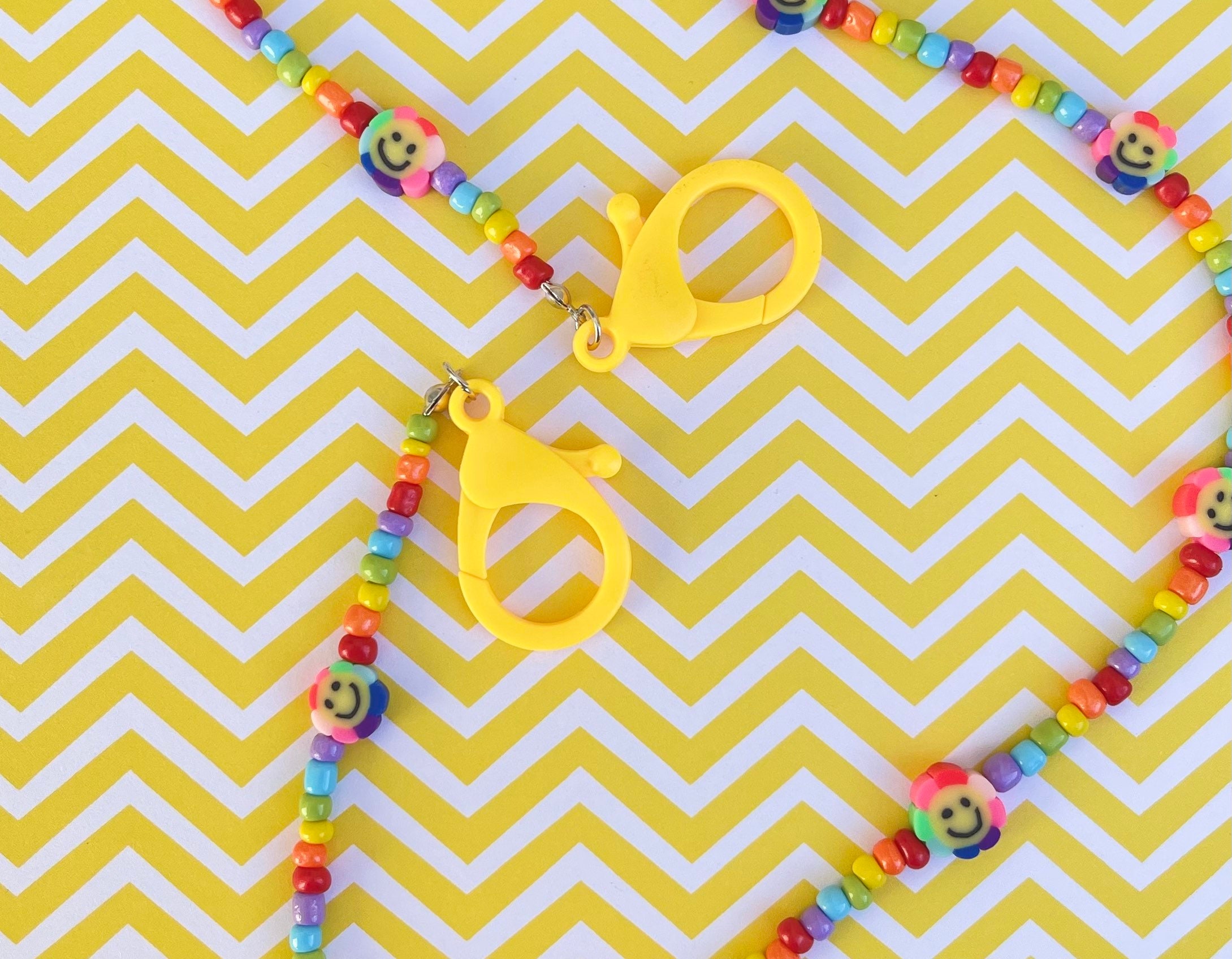 Y2K mask chain mask lanyard happy face beaded colorful mask | Etsy