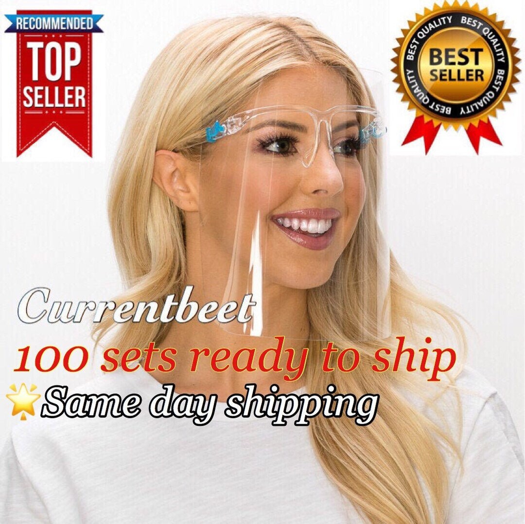 100 SETS of Clear Face Shields, BULK Full Face Coverage Clear Face ...