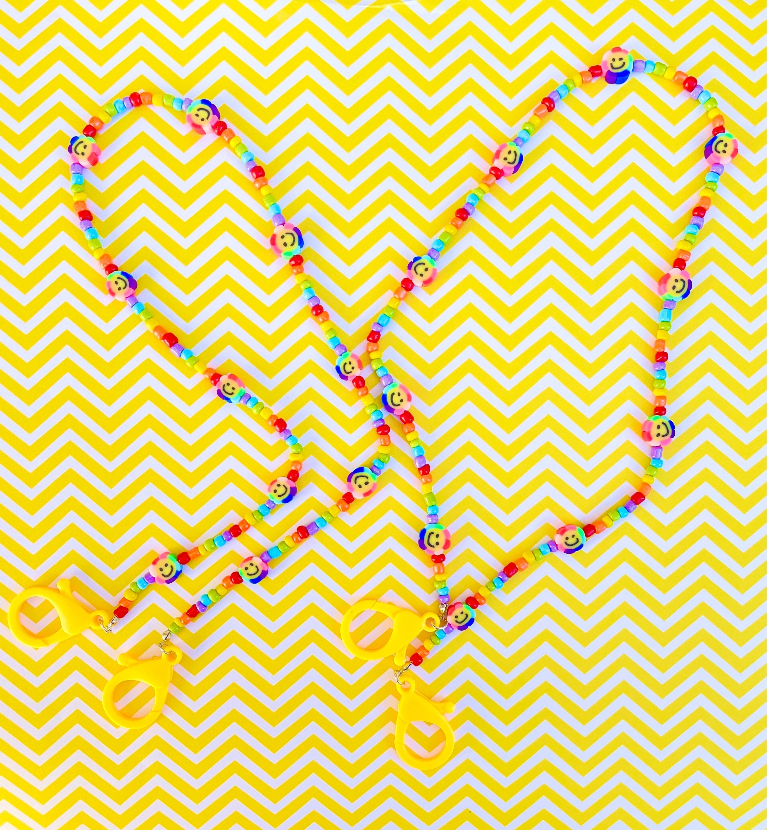 Y2K mask chain mask lanyard happy face beaded colorful mask | Etsy