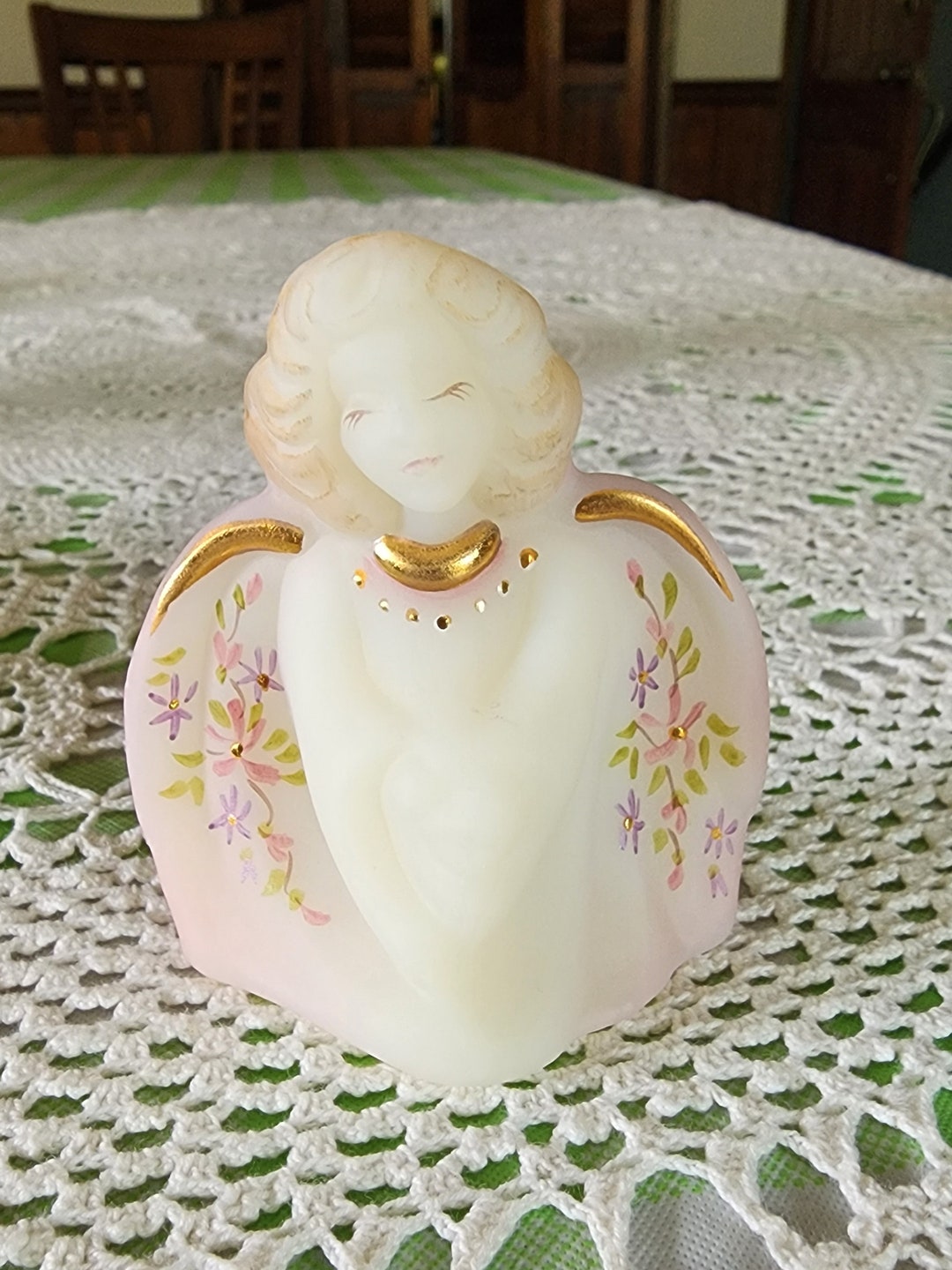 Vintage Fenton 1995 Ivory Satin Guardian Angel Figurine - Etsy