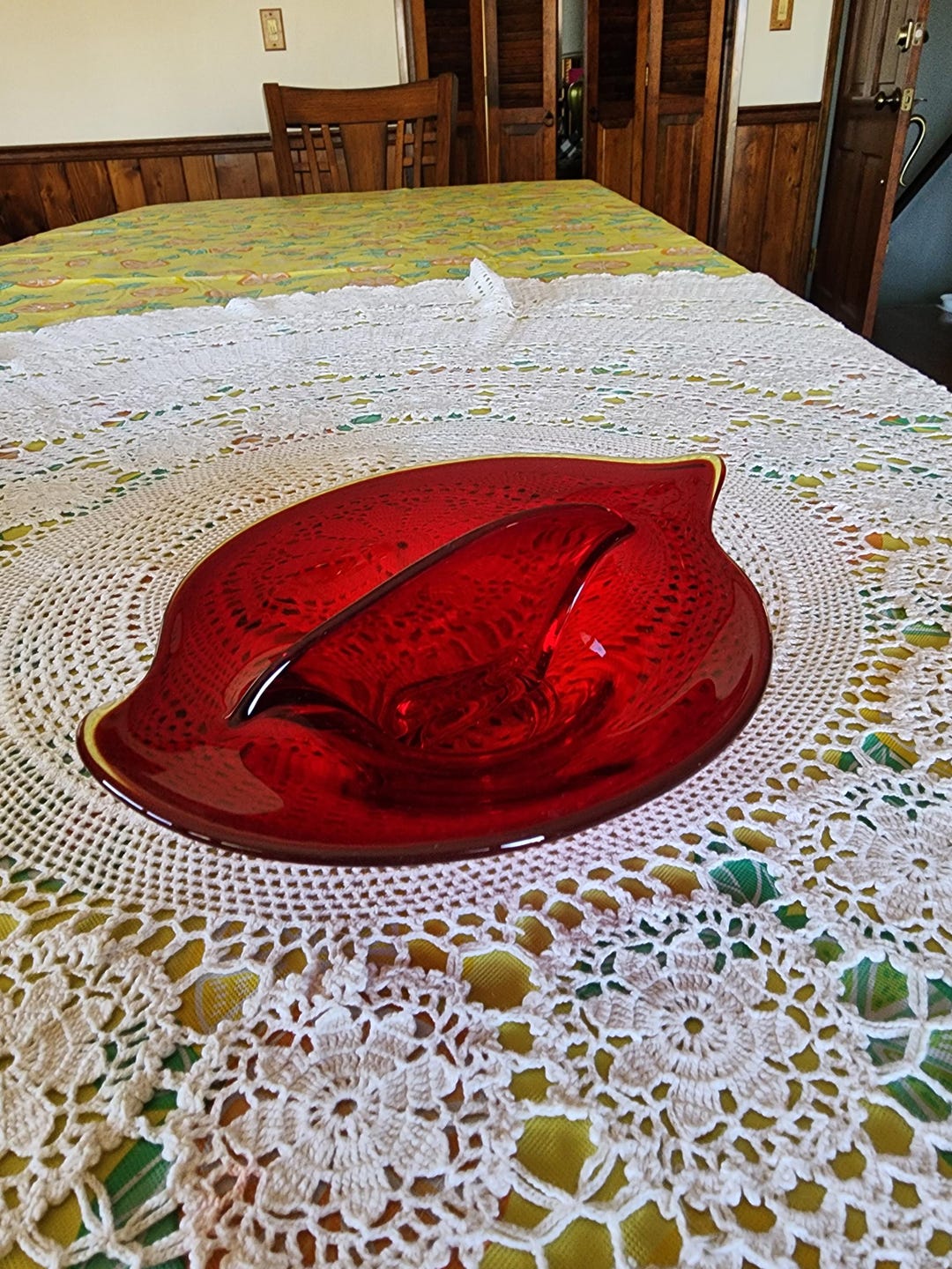 Vintage Viking Glass Ruby Divided Relish Tray - Etsy