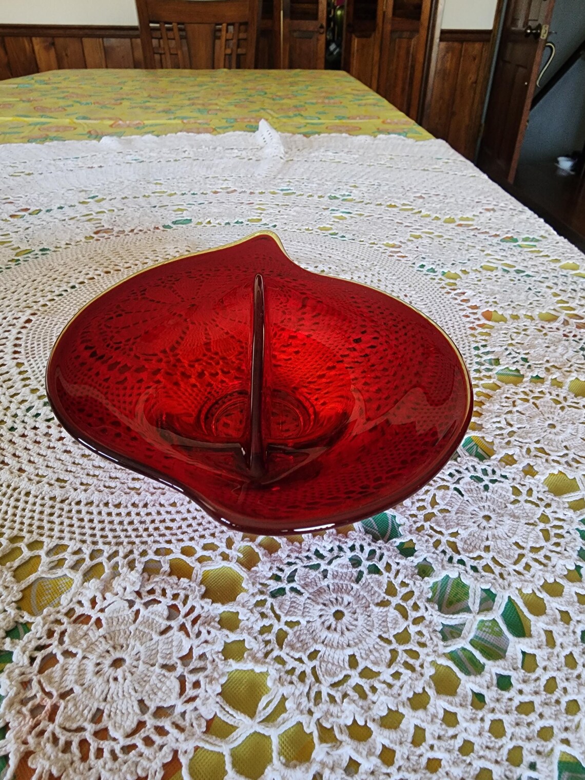 Vintage Viking Glass Ruby Divided Relish Tray - Etsy