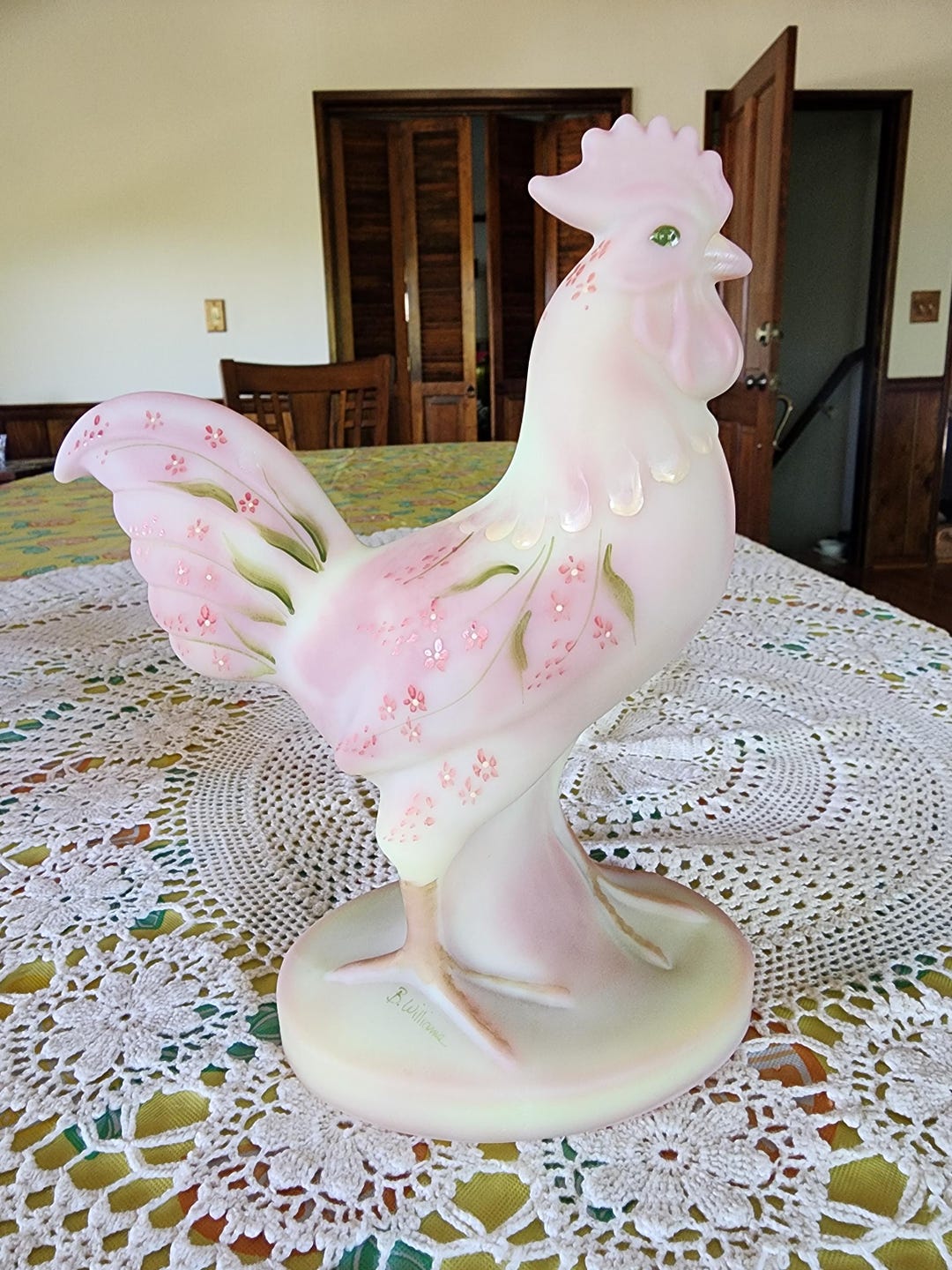 Fenton Large Standing Burmese Rooster Figurine Hand Painted and Signed ...