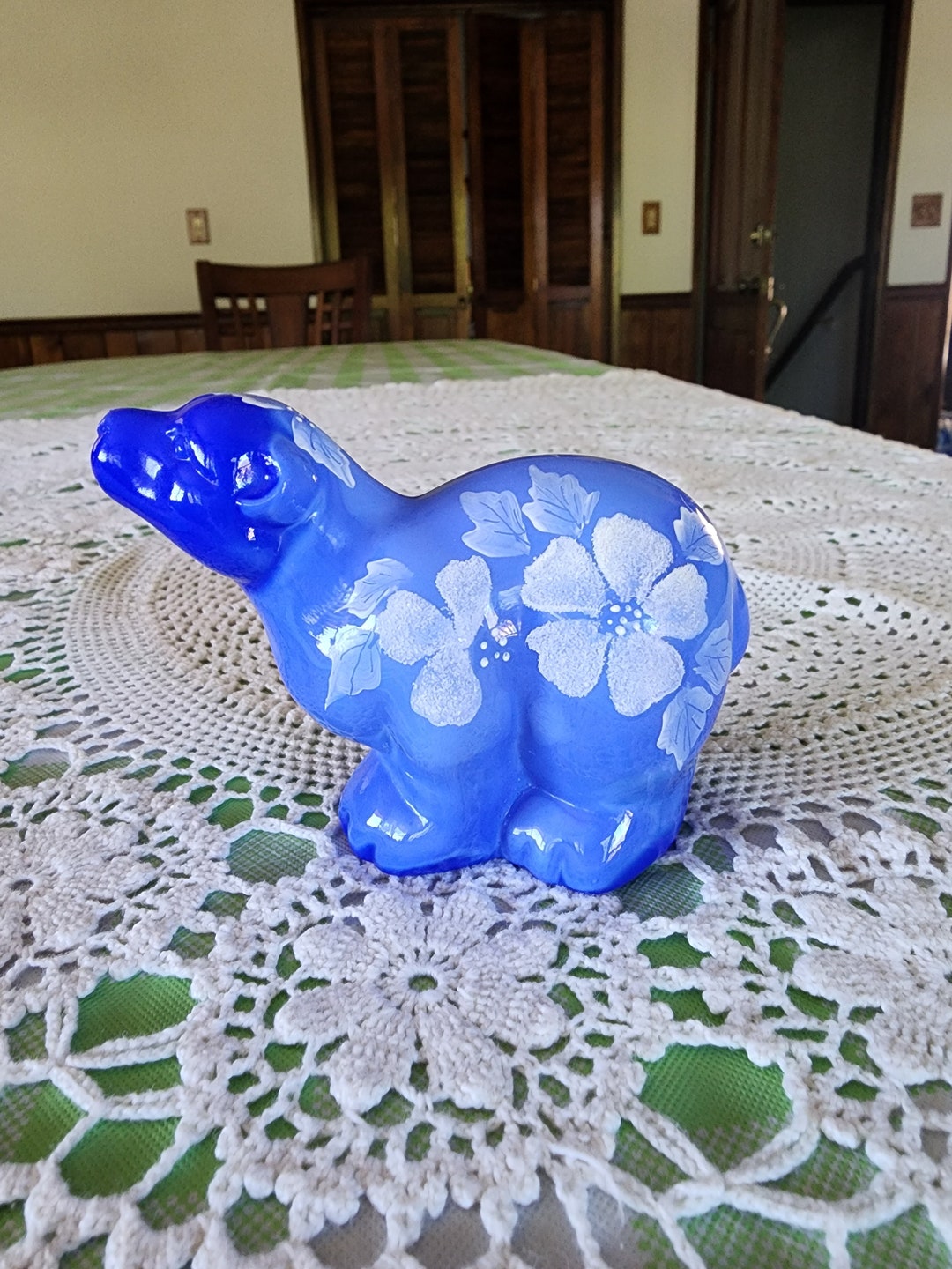 Vintage Fenton Periwinkle Hand Painted Polar Bear Figurine - Etsy