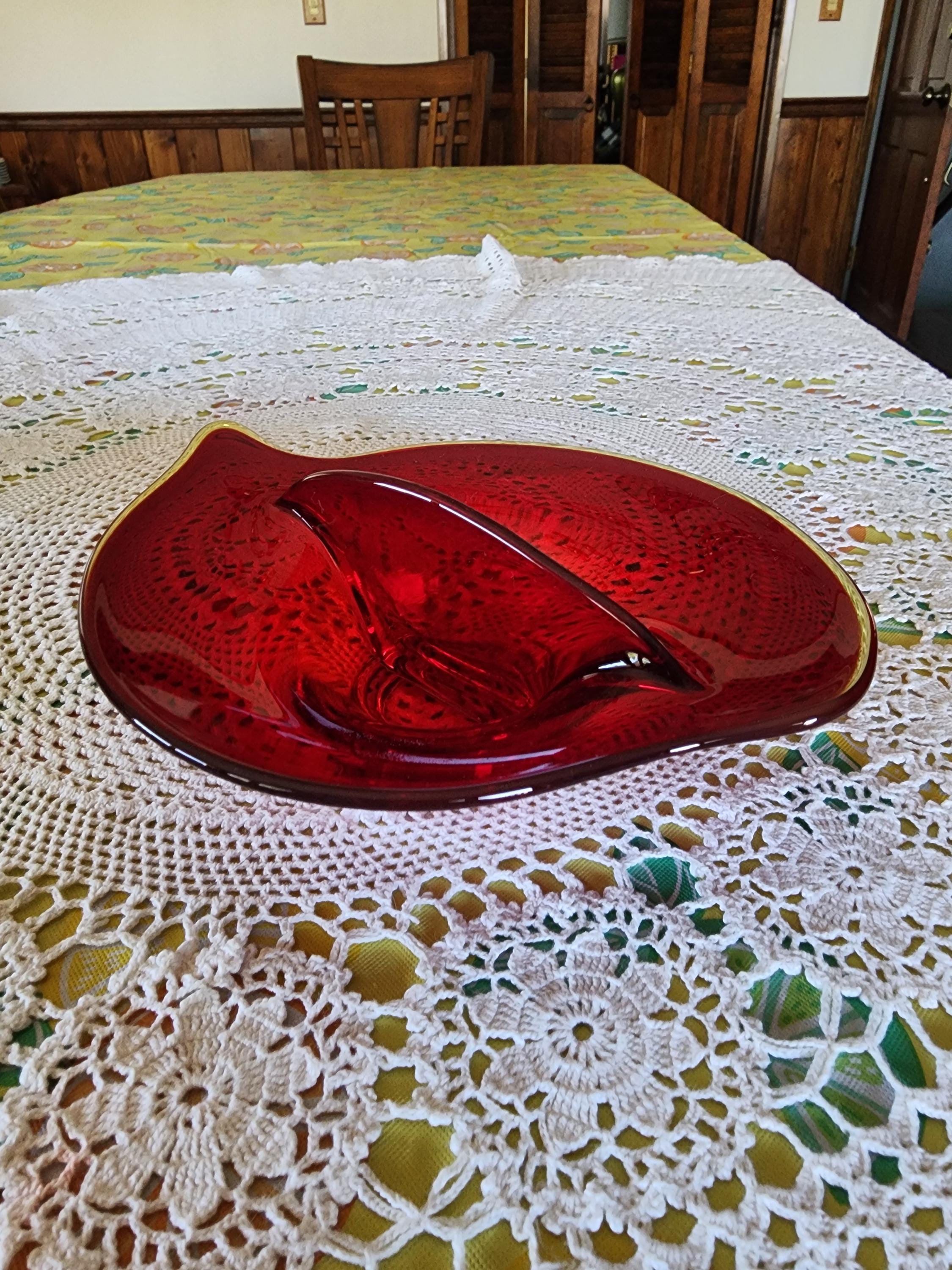 Vintage Viking Glass Ruby Divided Relish Tray - Etsy