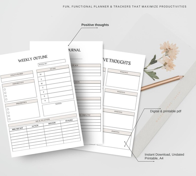 Mental Health Journal: Self-care Planner & Mood Diary (digital Download ...