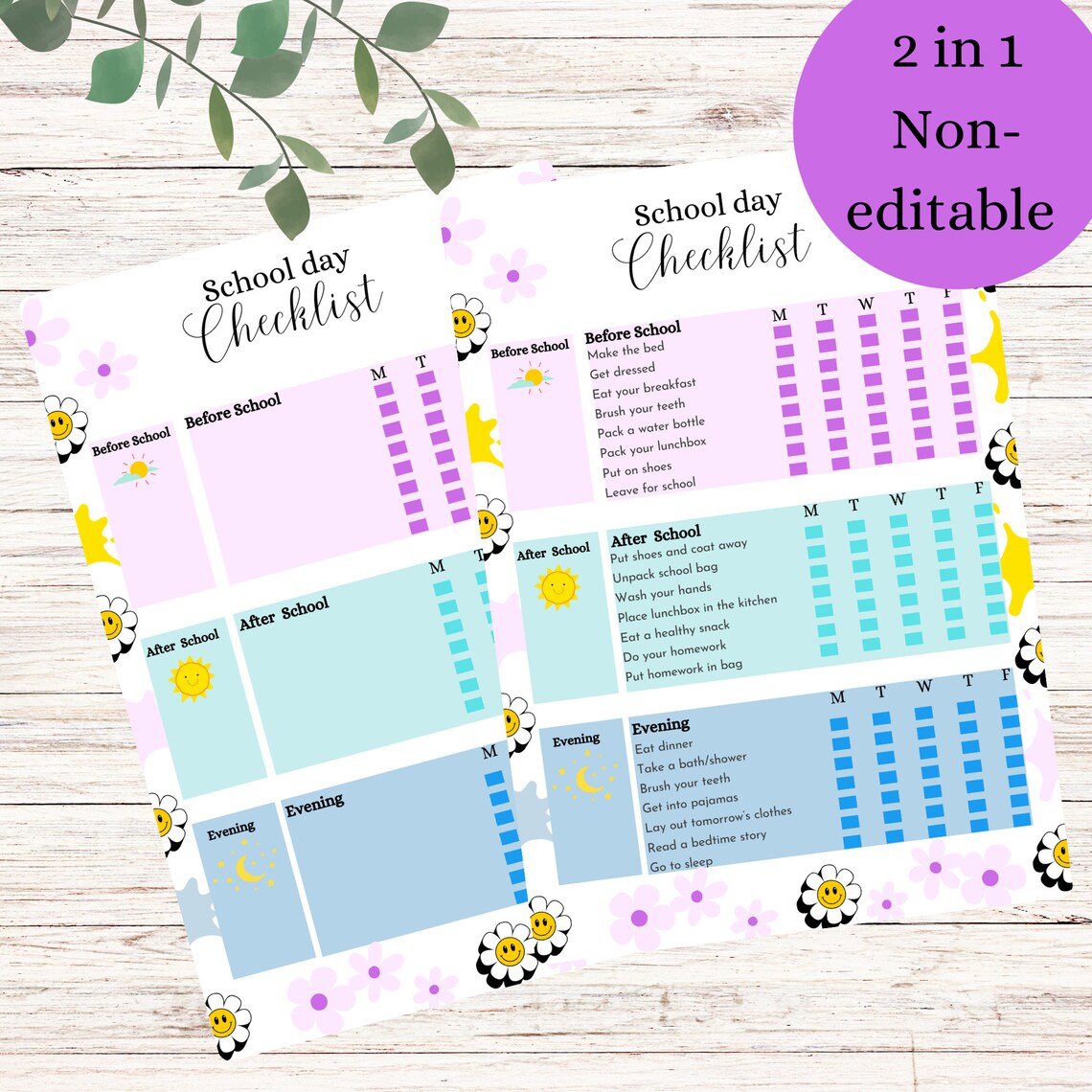 Non Editable School Checklist Template| School Daily Checklist Template ...