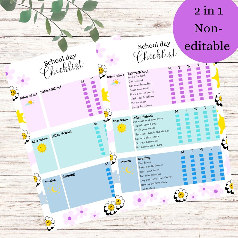 Non Editable School Checklist Template| School Daily Checklist Template ...