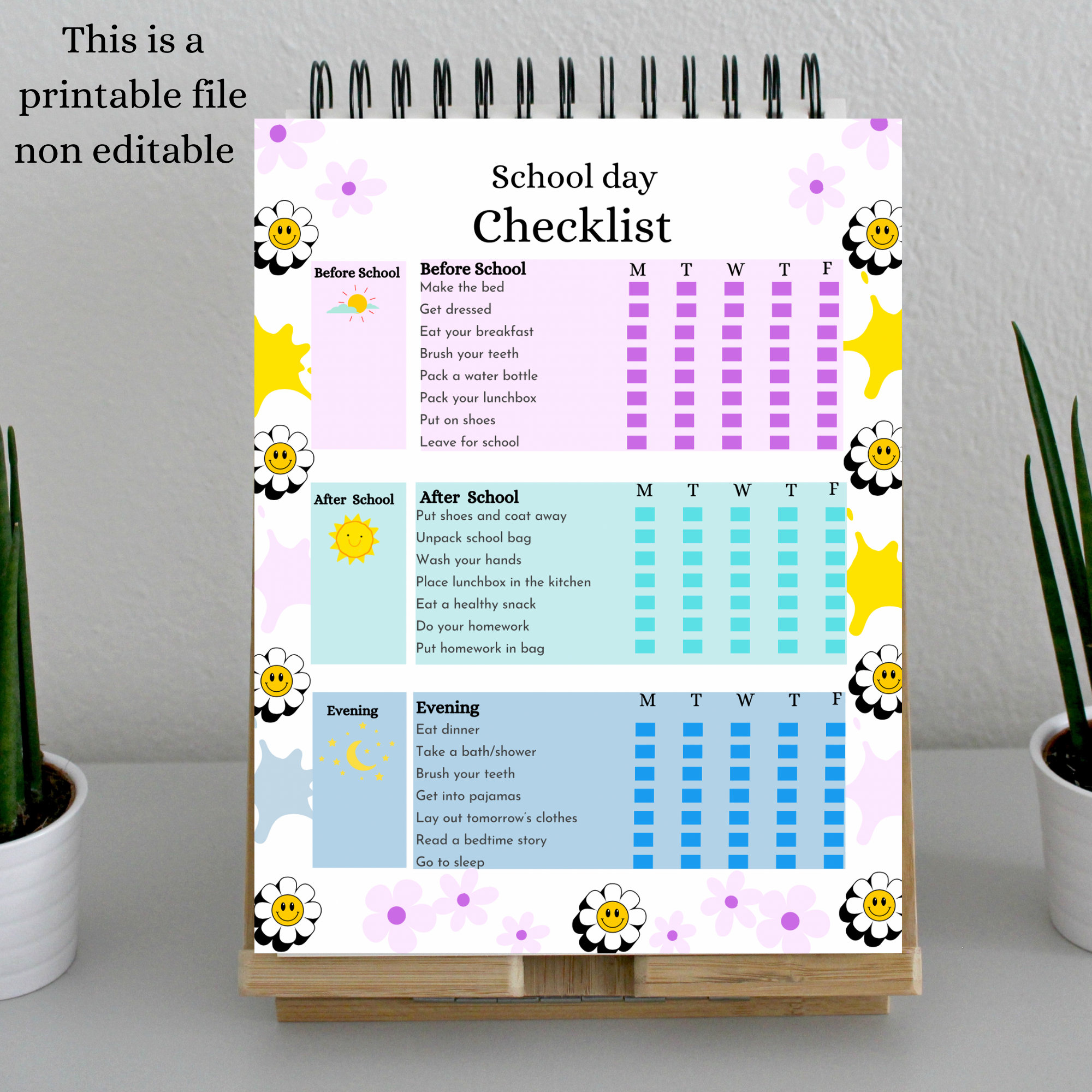 Non Editable School Checklist Template| School Daily Checklist Template ...