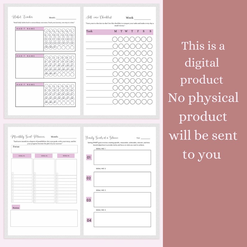 Self Care Planner Selfcare Journal Tracker Wellness Planner Etsy