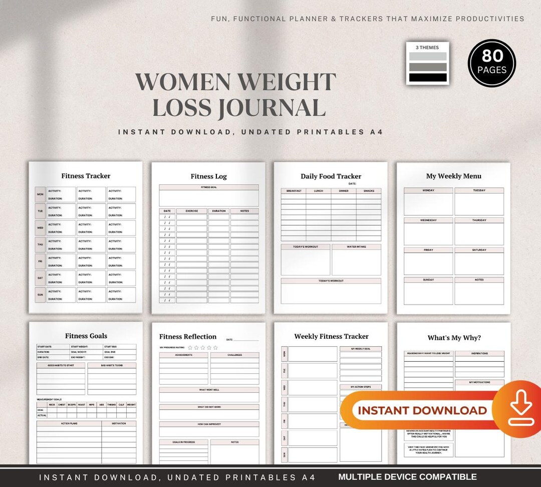 Women Weight Loss Planner, Fitness Tracker Journal, Meal Planner, Goal ...