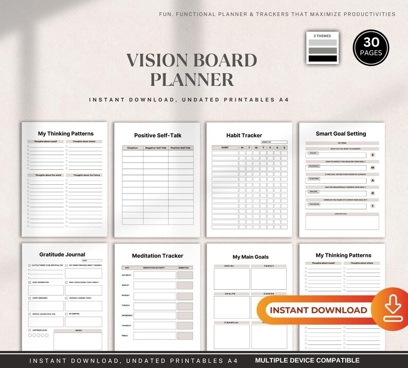 2025 Vision Board Planner, Goal Setting Planner, Law of Attraction ...