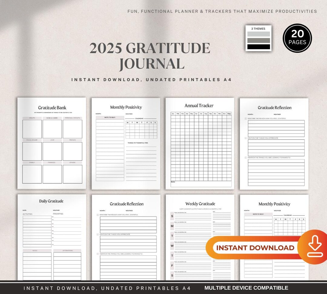 Minimalist Gratitude Journal, Daily Writing Notebook, Thankful Diary ...
