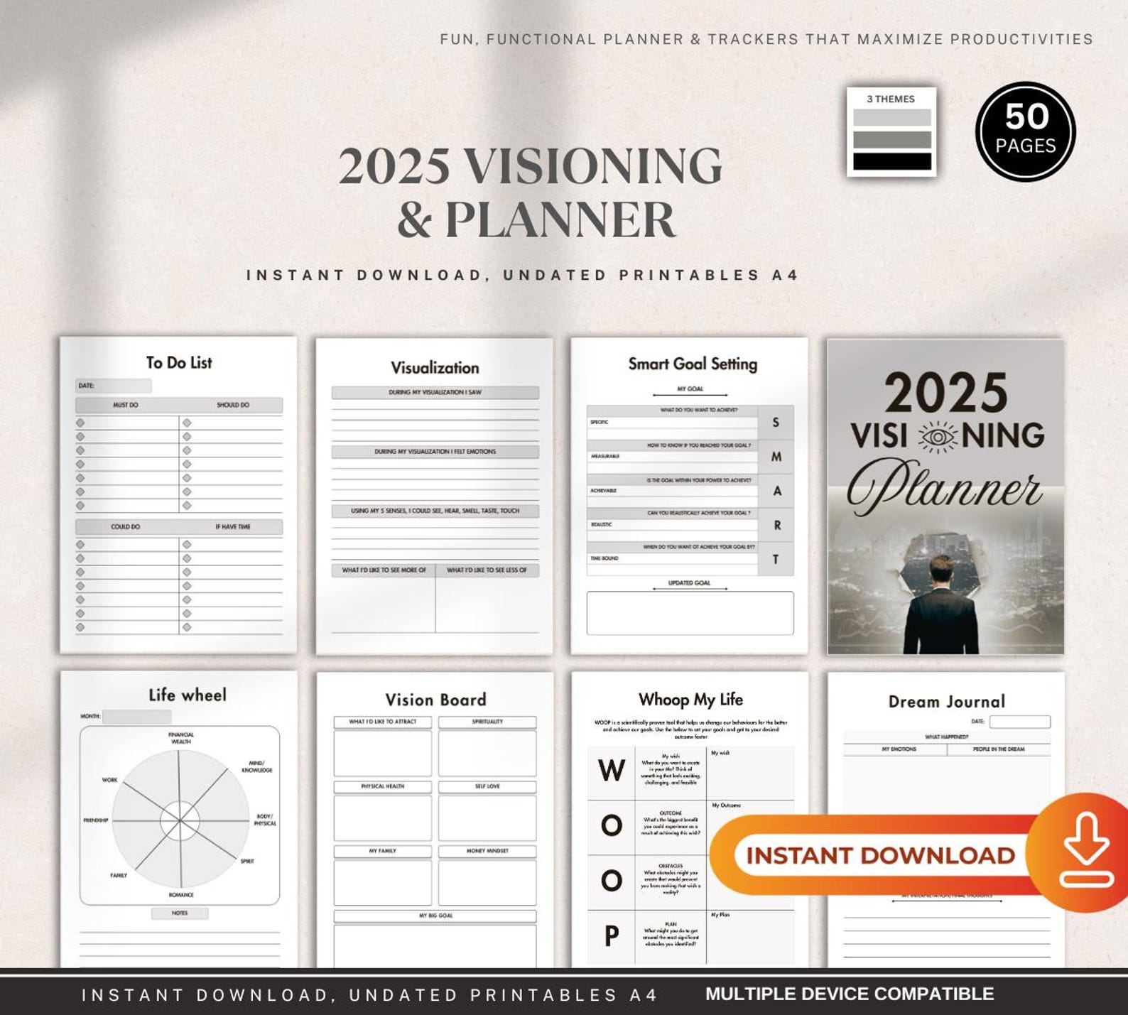 2025 Vision Board Planner: Goal Setting Organizer (digital Download) - Etsy
