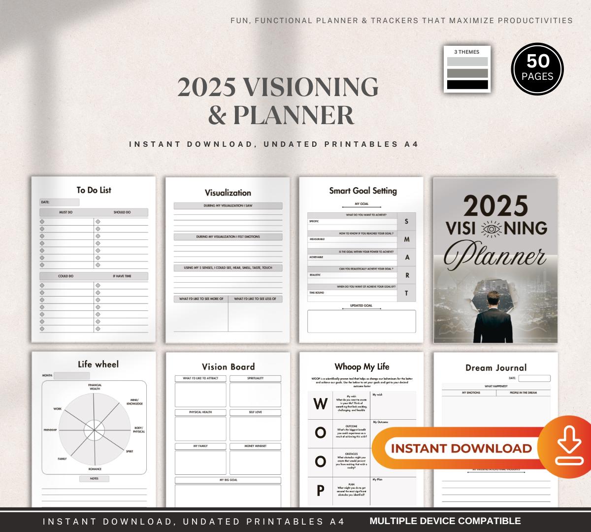 2025 Vision Board Planner: Goal Setting Organizer (digital Download) - Etsy