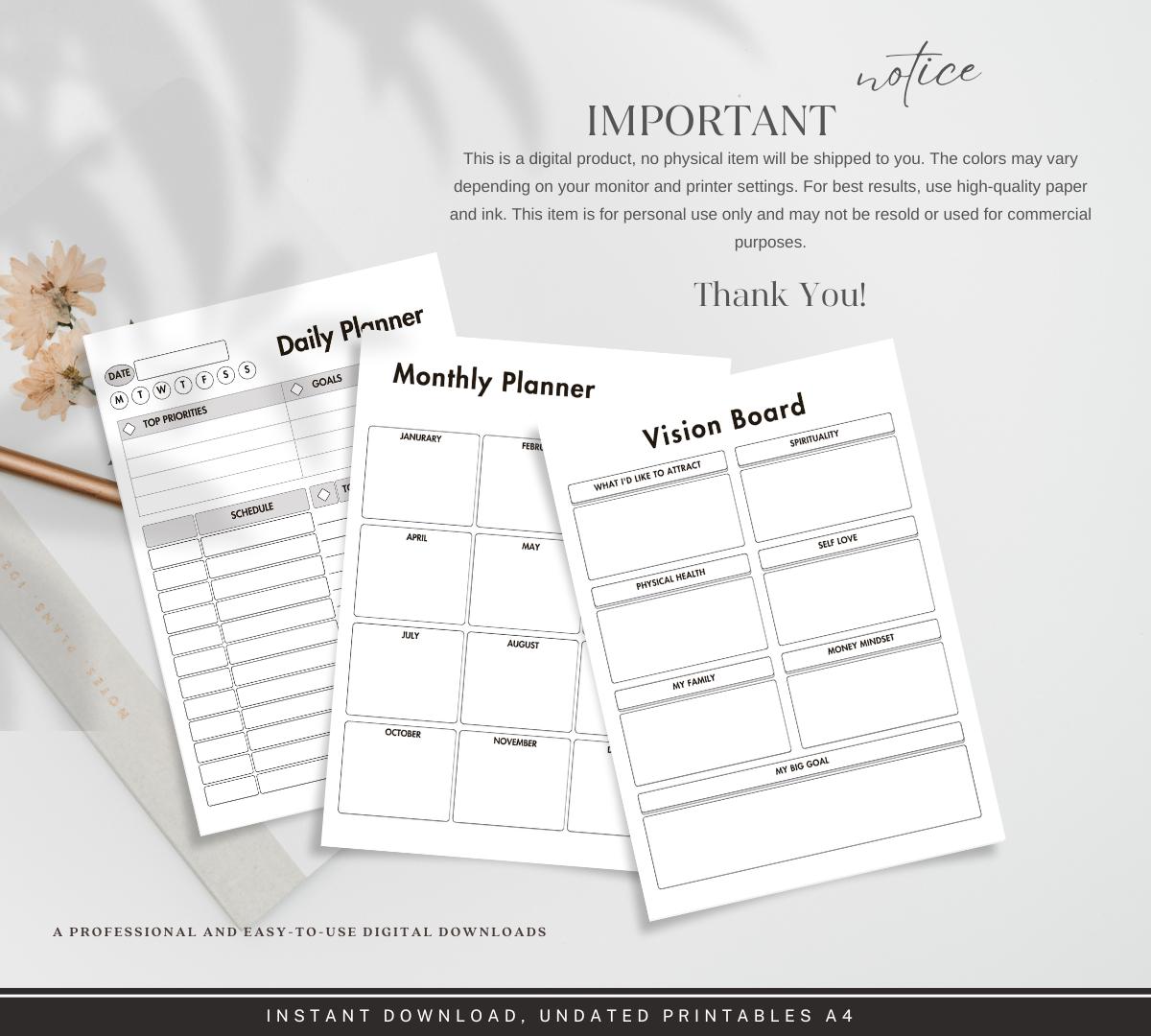 2025 Vision Board Planner: Goal Setting Organizer (digital Download) - Etsy