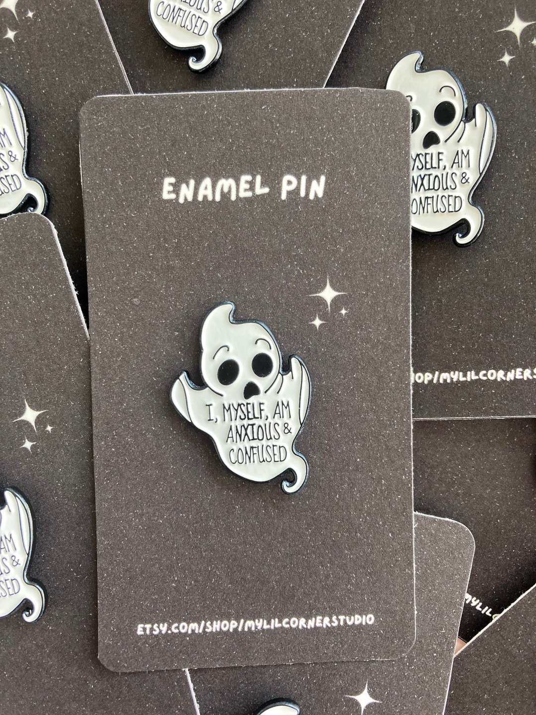 Cute Anxious and Confused Ghost Soft Enamel Pin | Lapel Pin Badge - Etsy