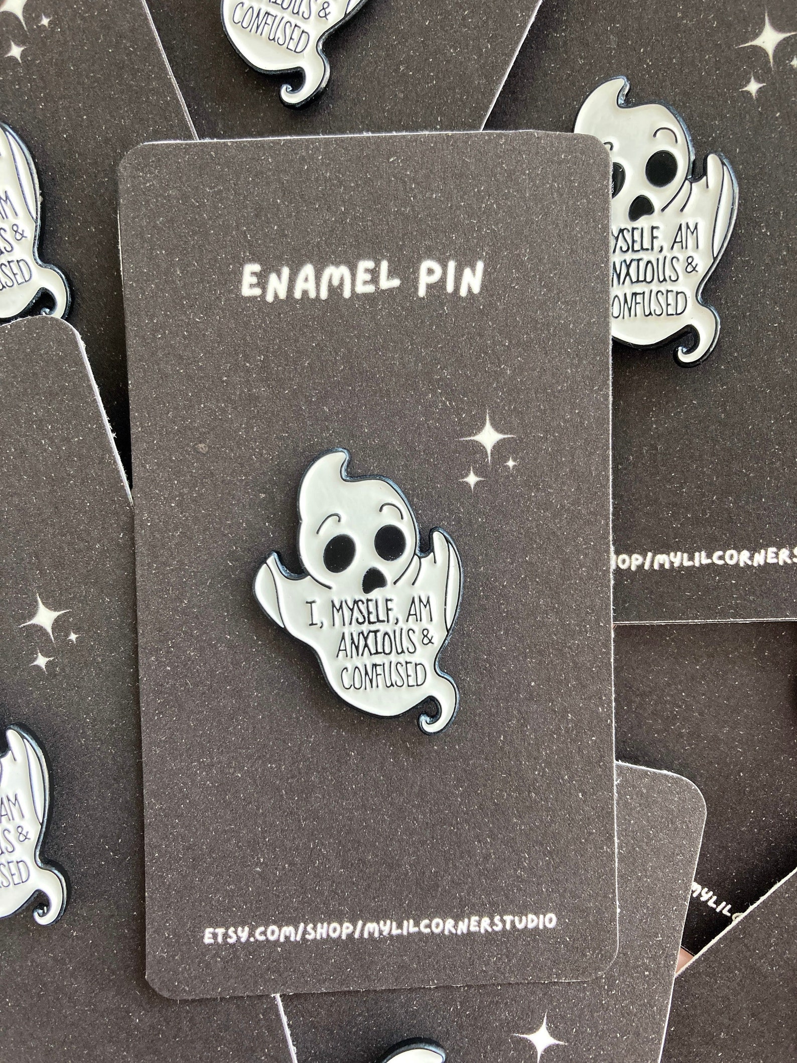 Cute Anxious and Confused Ghost Soft Enamel Pin | Lapel Pin Badge - Etsy