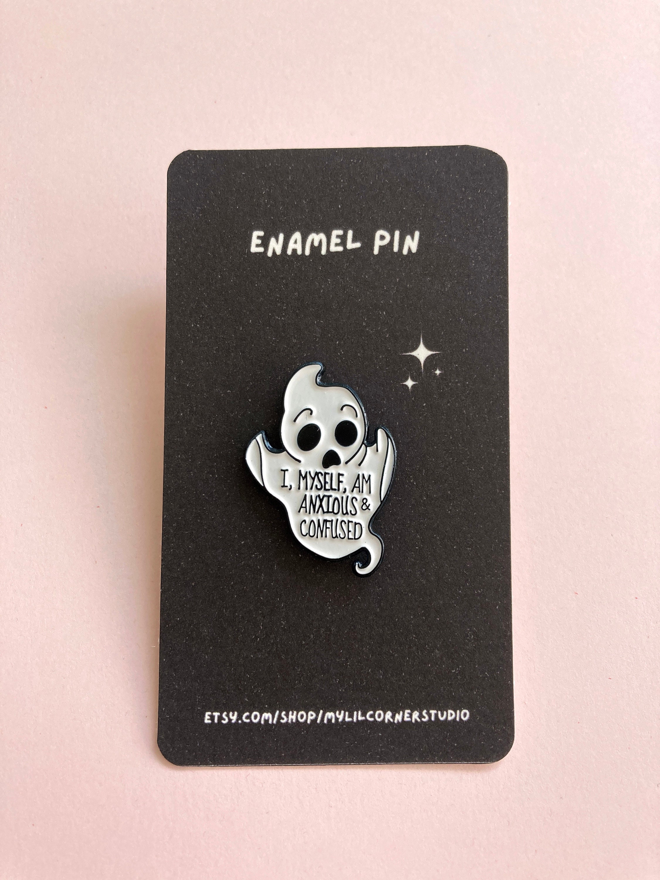 Cute Anxious and Confused Ghost Soft Enamel Pin | Lapel Pin Badge - Etsy