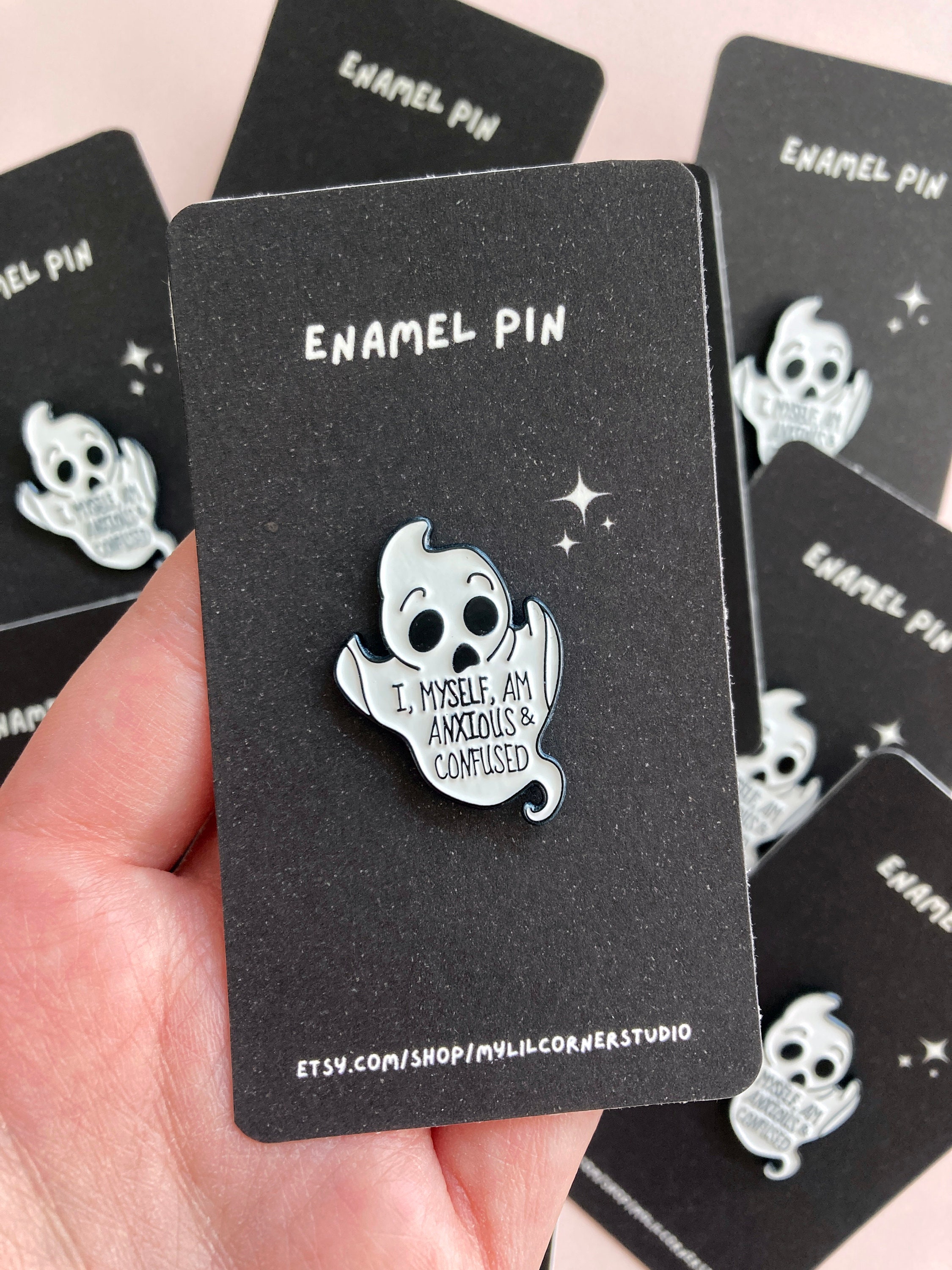 Cute Anxious and Confused Ghost Soft Enamel Pin | Lapel Pin Badge - Etsy