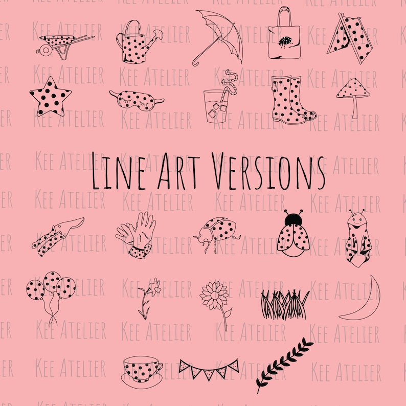 Ladybug Garden Clipart, Spring Ladybug Themed Party Clipart, Ladybug ...