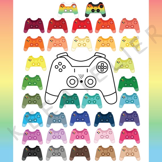 Video Game Controller Clipart Icons 36 Colorful Remotes - Etsy