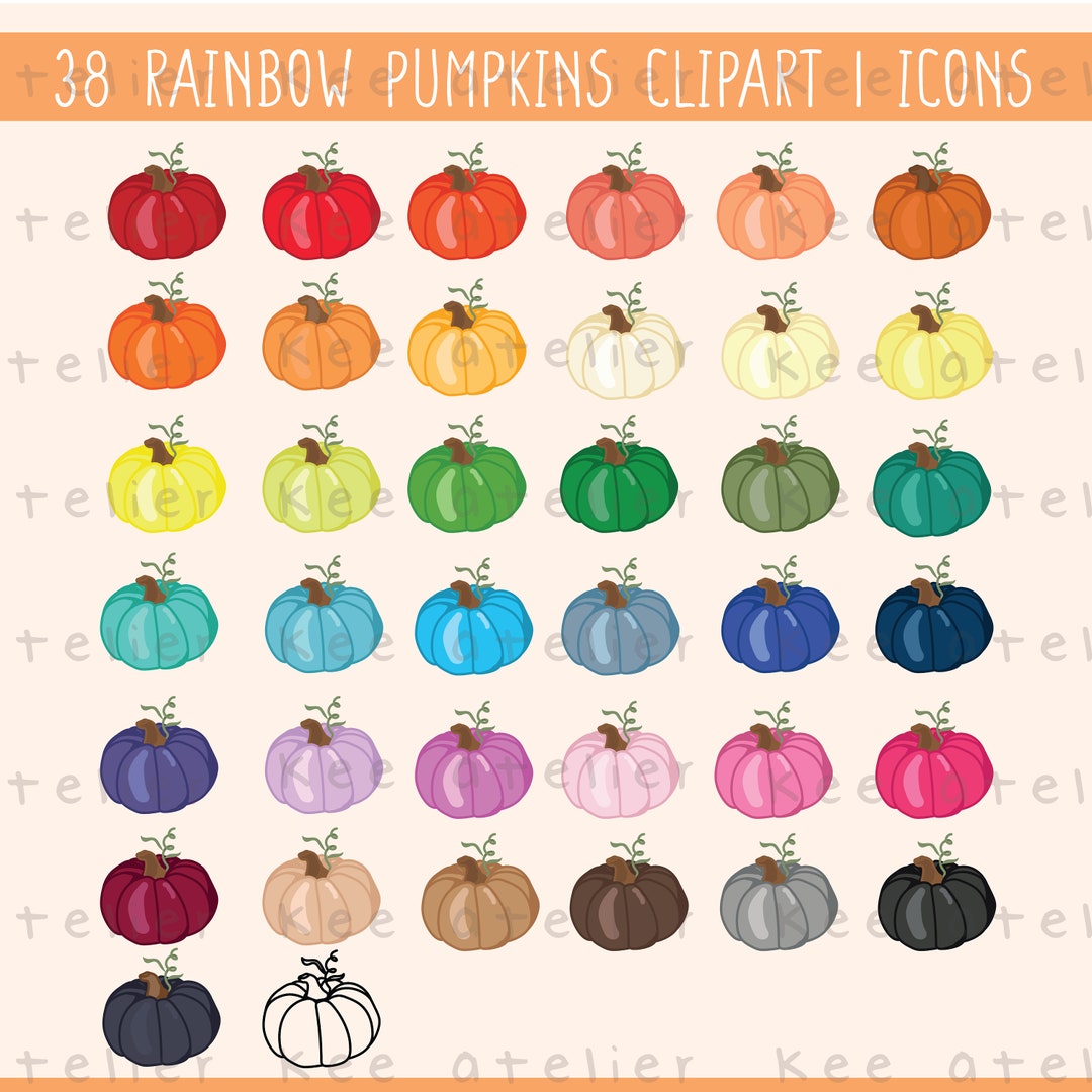 Rainbow Pumpkin Clipart Icons | 38 Colorful Pumpkins | Education ...