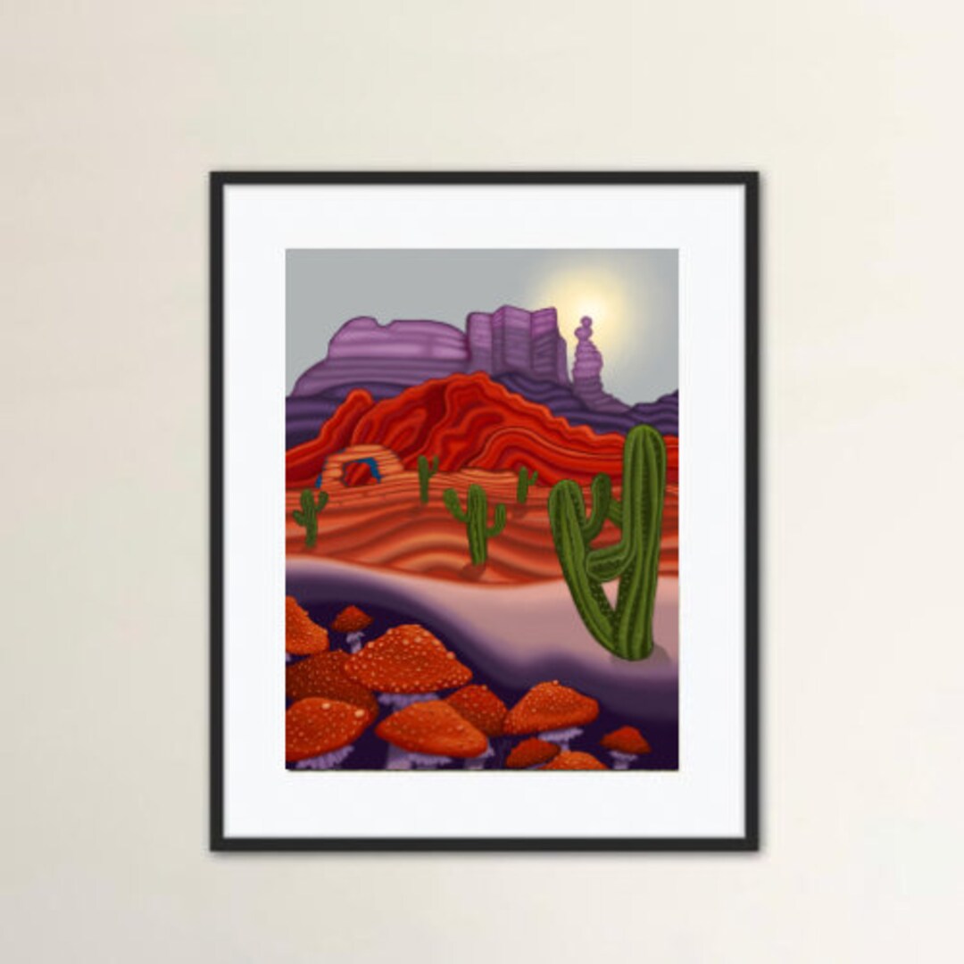 Dancing Cacti Painting Art Print Wall Art - Etsy