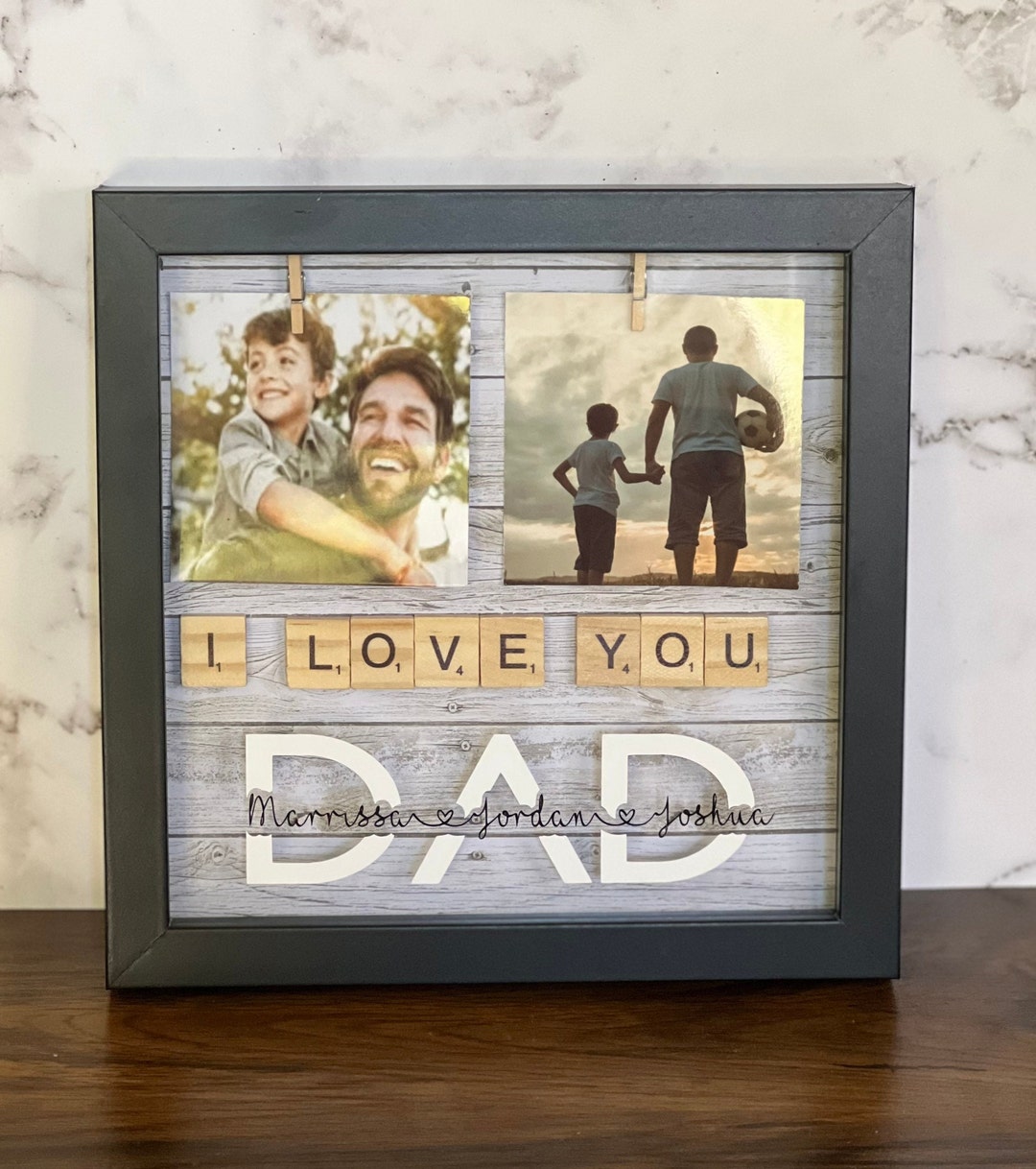 Custom Dad Photo Shadowbox Gift, Personalized Dad Shadowbox With Names ...