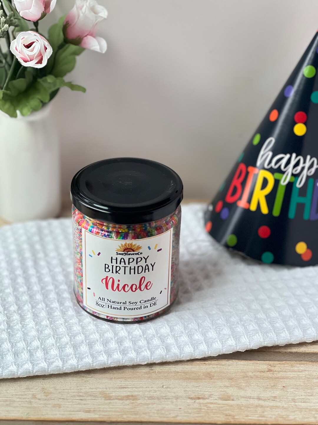 Happy Birthday Candle, Custom Birthday Candle Gift, Candle With ...