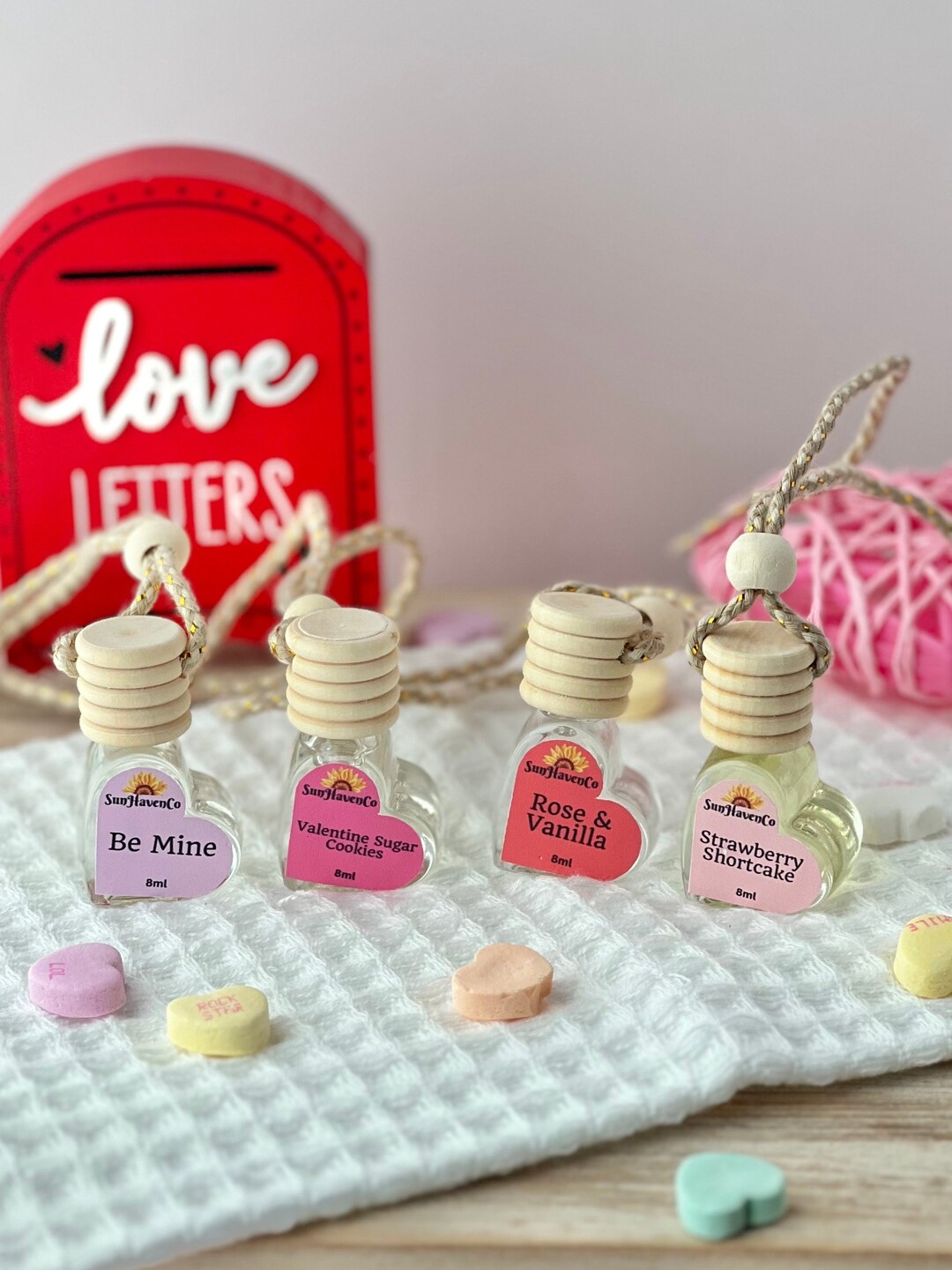 Valentine's Day Car Diffuser, Heart Air Freshener, Hanging Car Diffuser ...