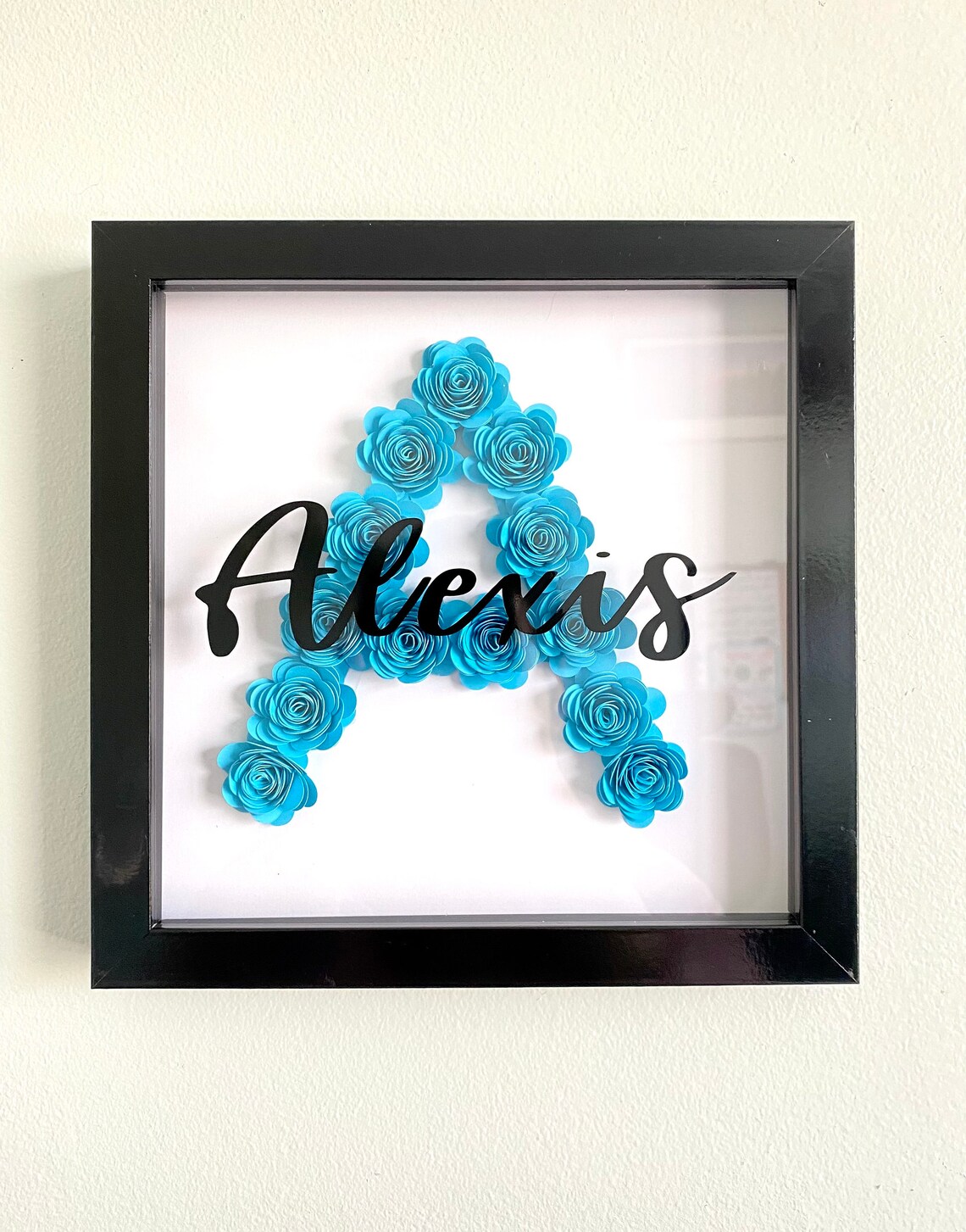 Initial & Name Shadowbox With Flowers Customized Home Decor - Etsy