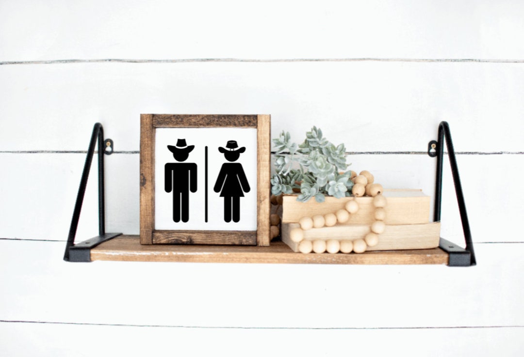 Restroom Sign, Cowboy Sign, Cowgirl Sign, Western Bathroom Sign ...