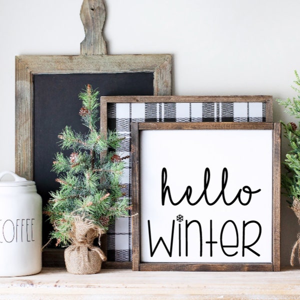 Hello Winter Snowman Svg Sign - Etsy