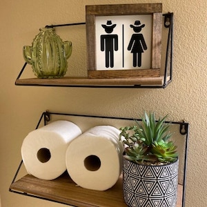 Restroom Sign, Cowboy Sign, Cowgirl Sign, Western Bathroom Sign ...