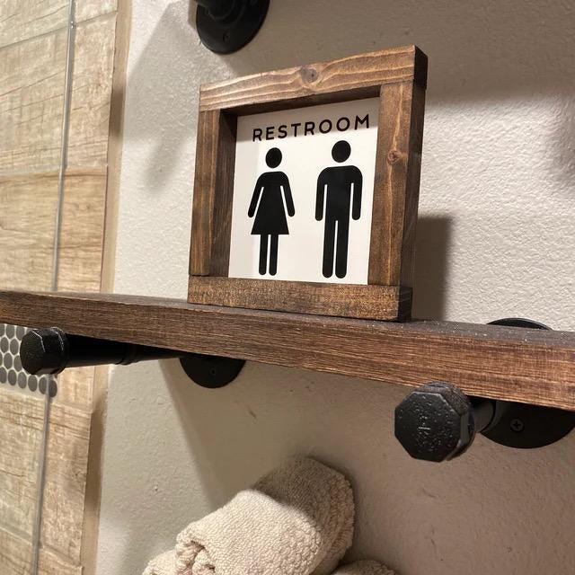 Restroom Sign, Bathroom Sign, Bathroom Decor, Farmhouse Sign, Farmhouse ...